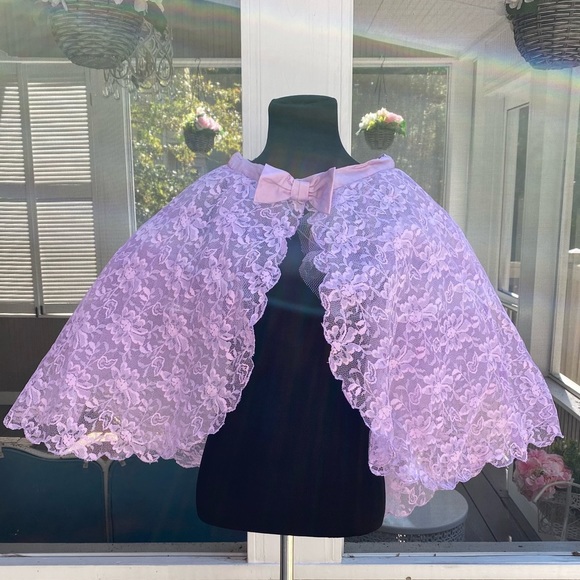 Vintage | Jackets & Coats | Vintage Lace Bow Purple Caplet Peplum ...